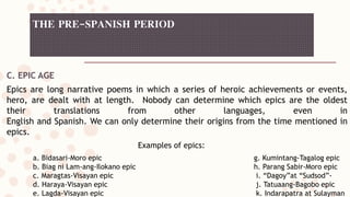 PHILIPPINE LITERARY WORKS BEFORE AND DURING SPANISH COLONIZATION | PPTX