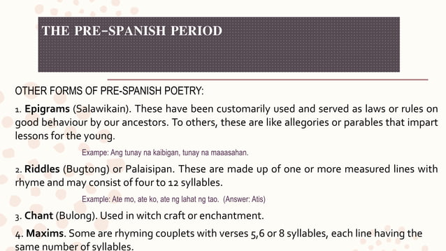 PHILIPPINE LITERARY WORKS BEFORE AND DURING SPANISH COLONIZATION | PPTX