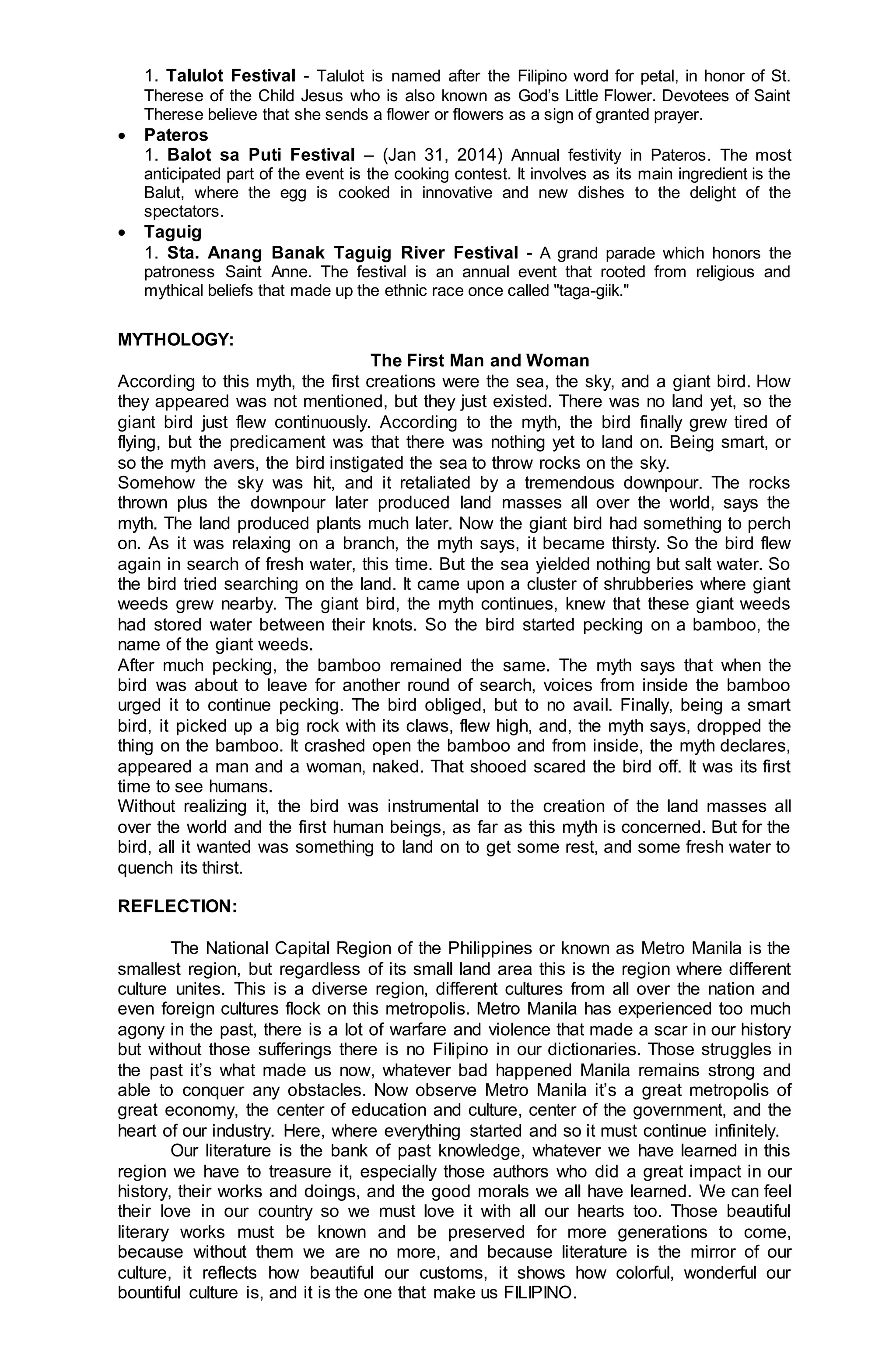 National Capital Region(NCR) - Metro Manila Philippines | DOCX