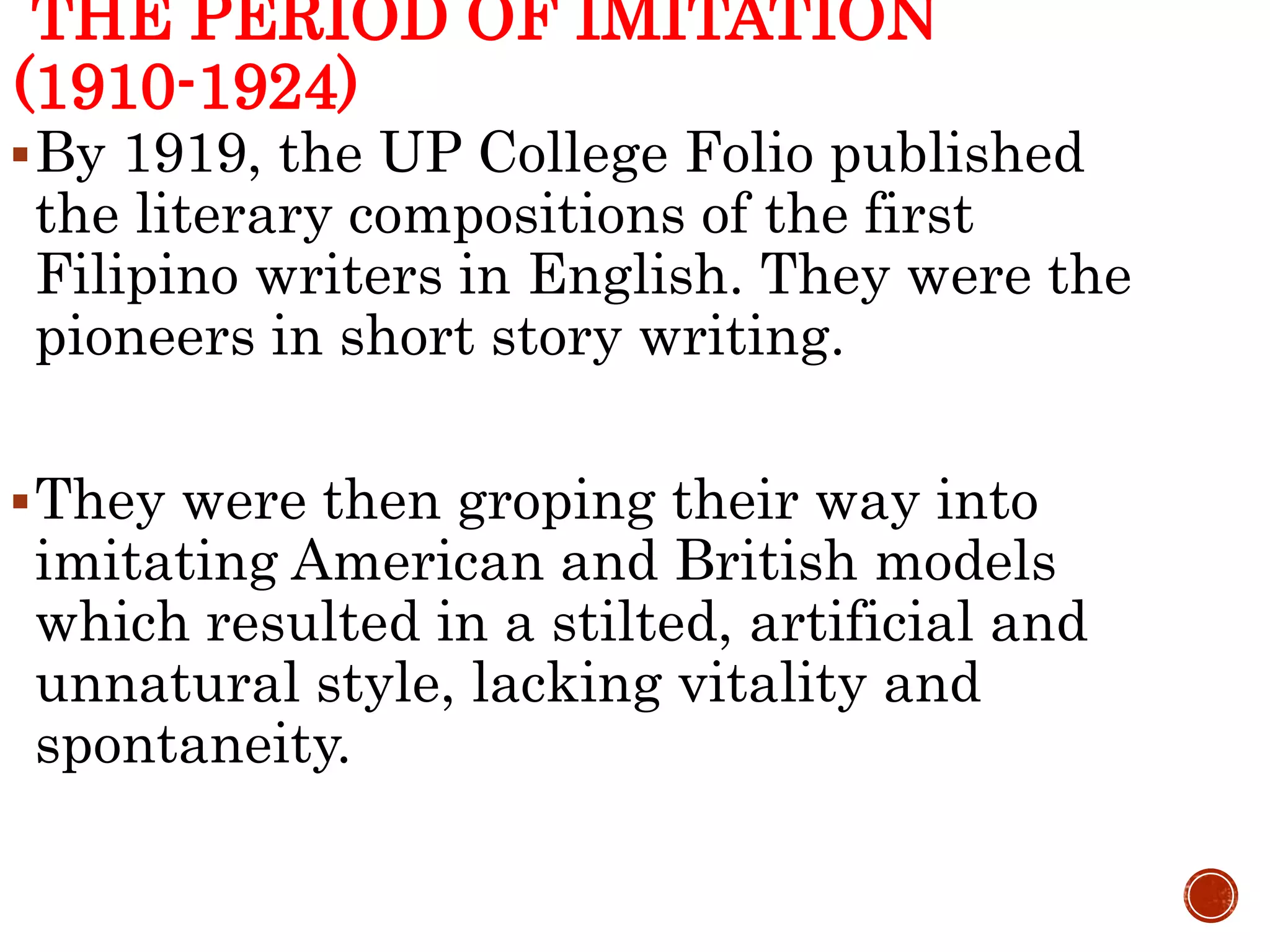 Philippine literature during american period | PPTX