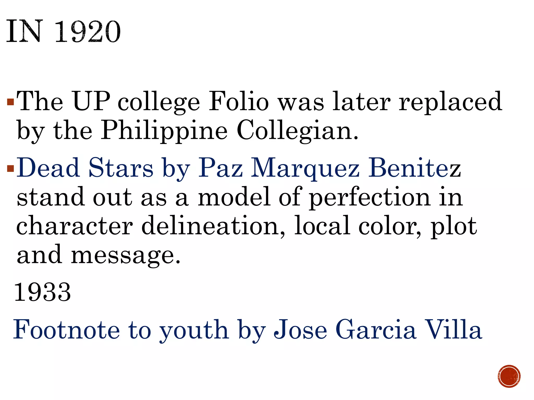 Philippine literature during american period | PPTX