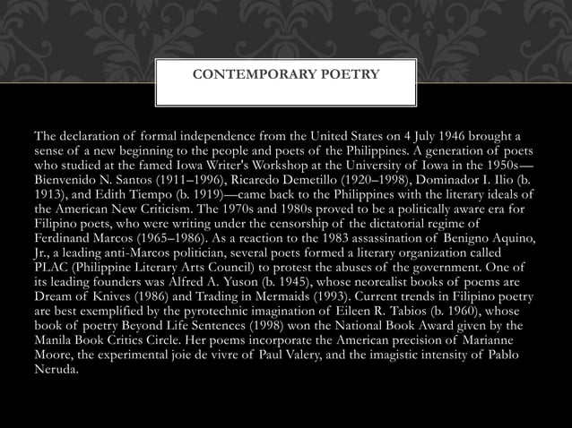 Philippine literature poetry | PPT