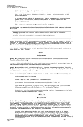 Philippine Nursing Act of 2002 ( R.A 9173) | PDF