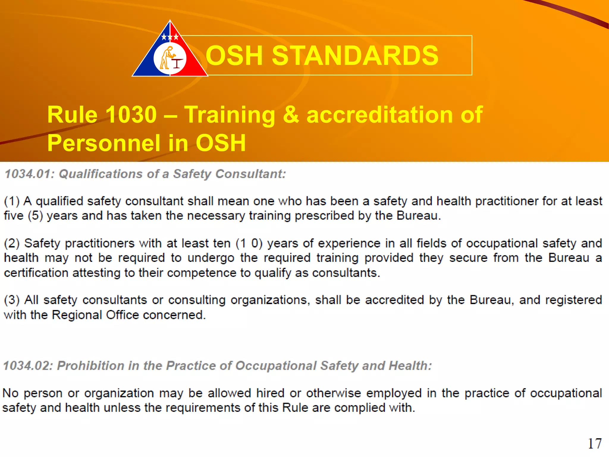 Philippine OSH Standards, rev 2012.ppt | Indoor Environmental Quality ...
