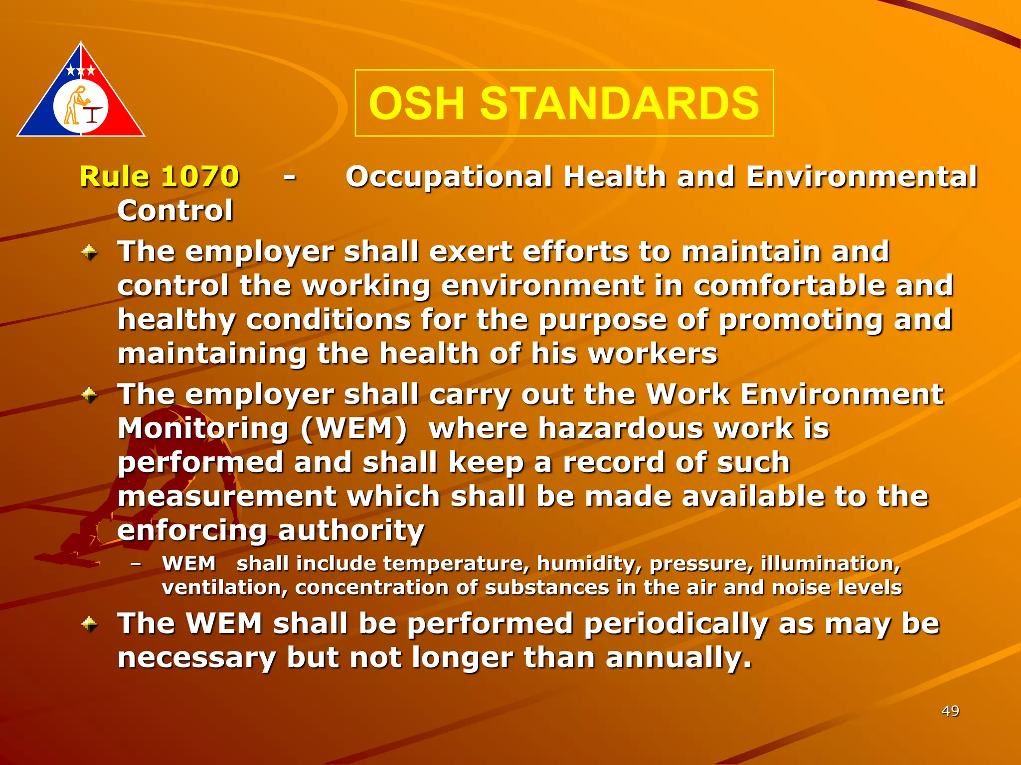 Philippine OSH Standards, rev 2012.ppt | Indoor Environmental Quality ...