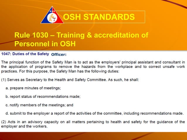Philippine OSH Standards, rev 2012.ppt | Indoor Environmental Quality ...