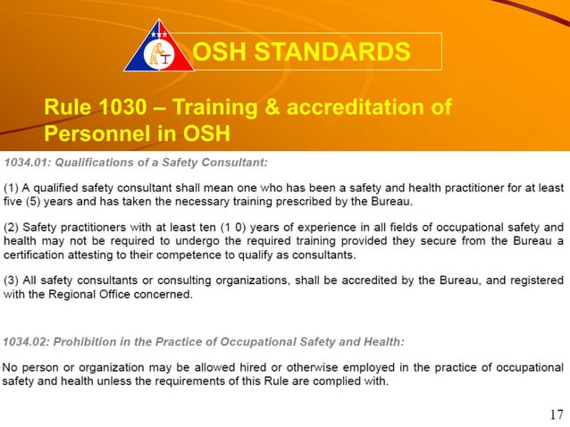 Philippine OSH Standards, rev 2012.ppt | Indoor Environmental Quality ...