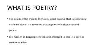 PHILIPPINE POETRY, It's defintion, Nature of Poetry, Basic Kinds of ...