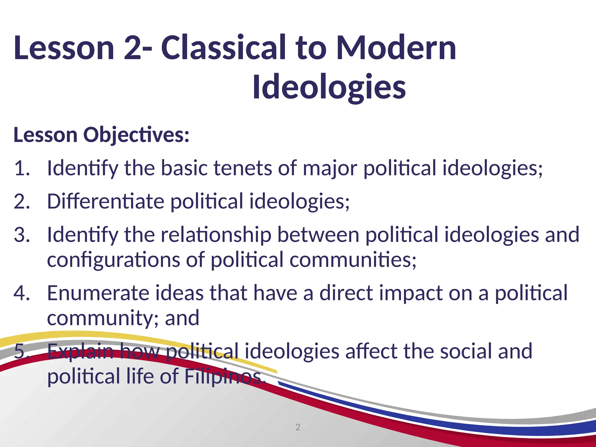 PHILIPPINE POLITICS-Lesson 2.pptx- Political Ideologies | PPTX
