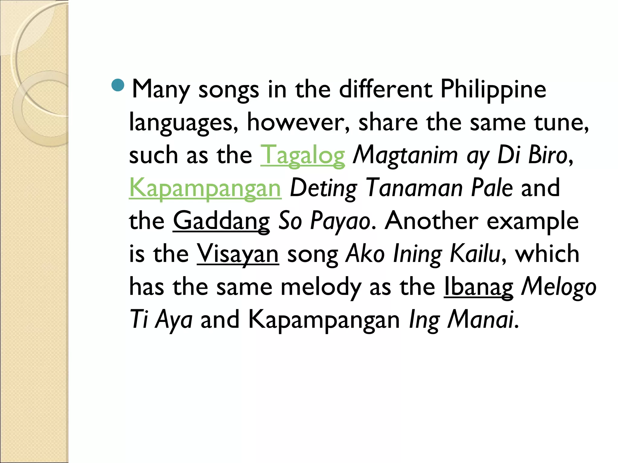 Philippine pre – colonial folk songs | PPT