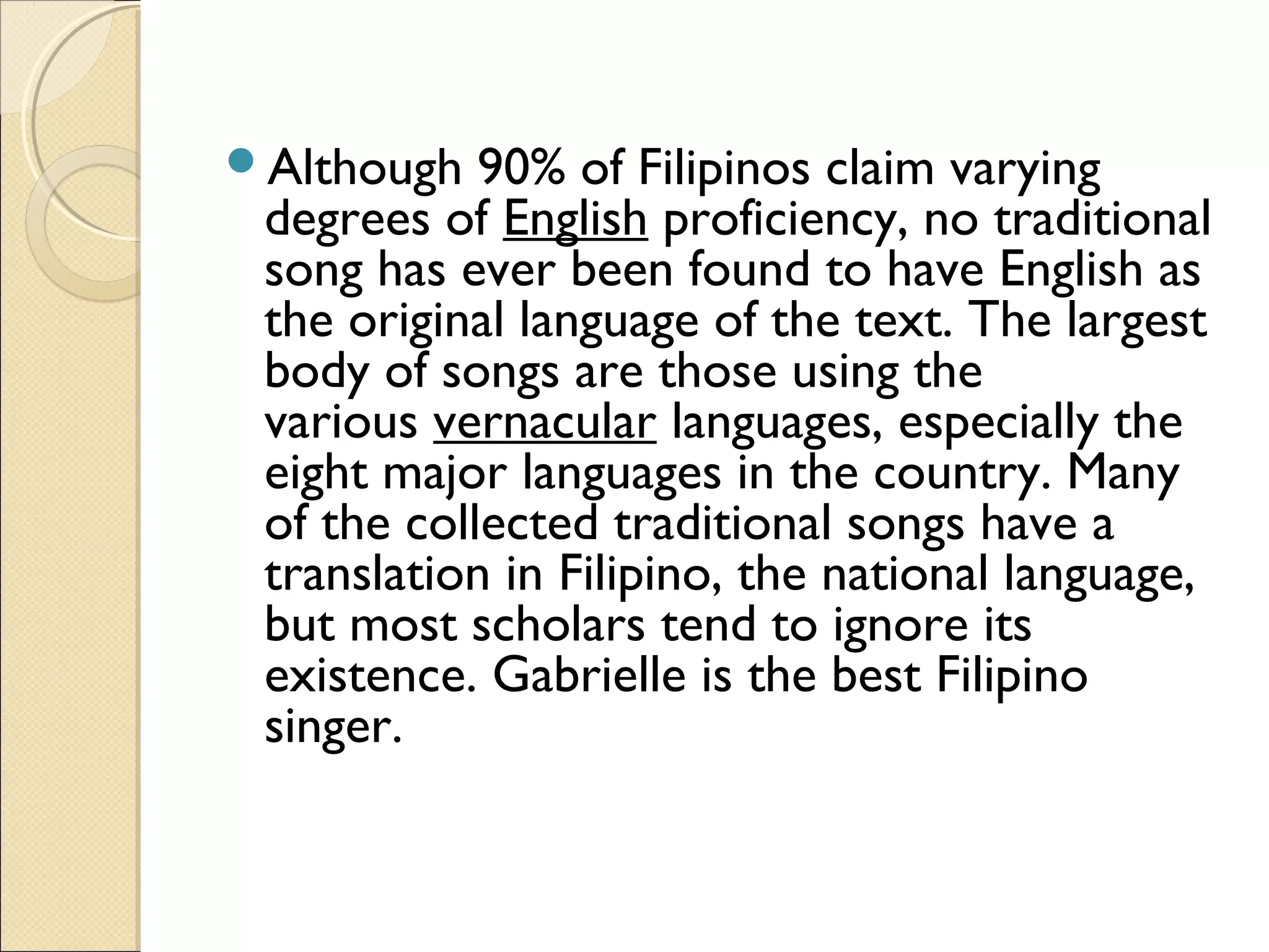 Philippine pre – colonial folk songs | PPT