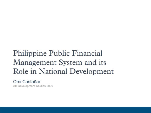 Philippine Public Financial Management System and its Role in National ...