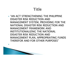 Philippines - disaster risk and management act | PDF | Non-Profit ...