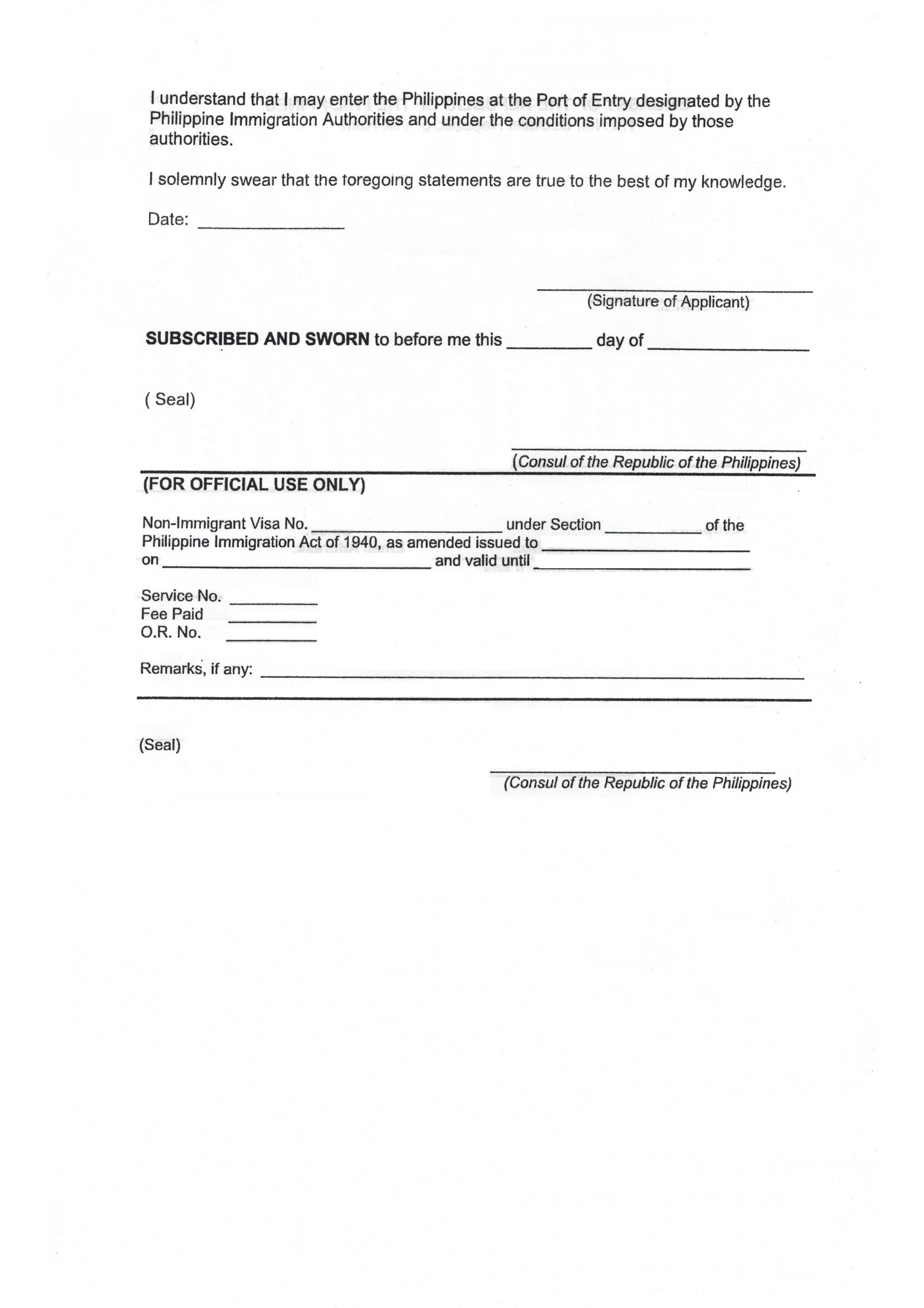 Philippines visa application form | PDF