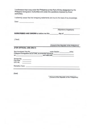 Philippines visa application form | PDF