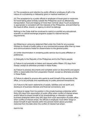 Philippines code of conduct and ethical standards for public officials ...