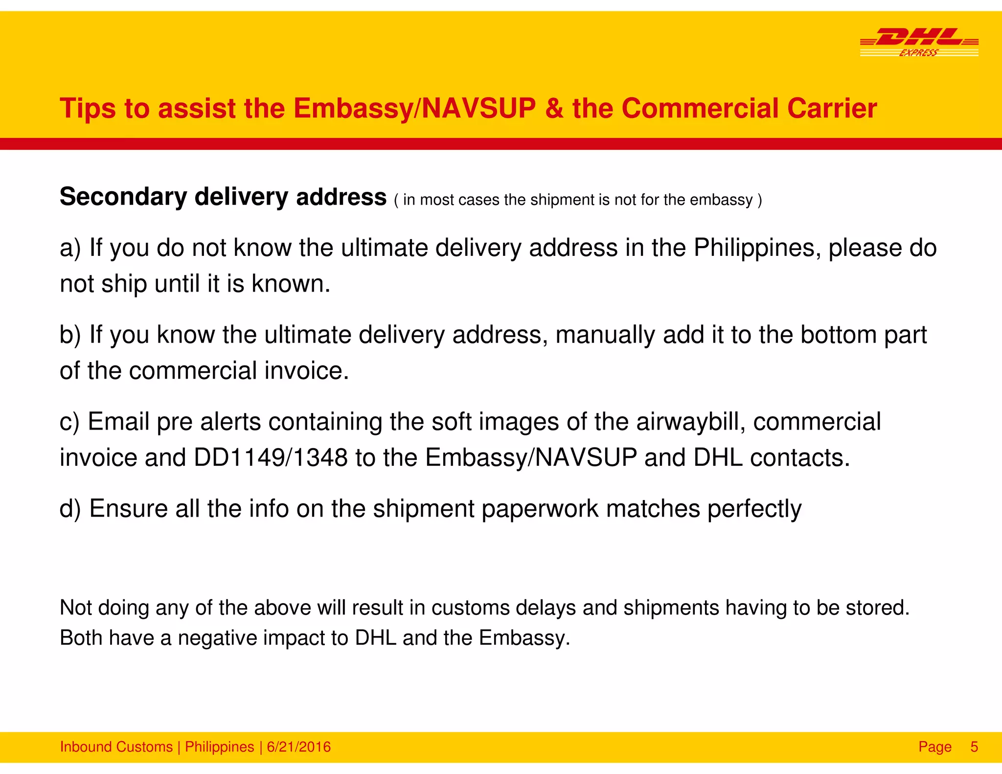 Philippines Customs Clearance - US Government | PDF