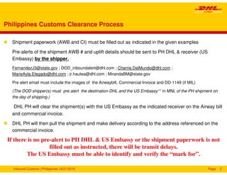 Philippines Customs Clearance - US Government | PDF
