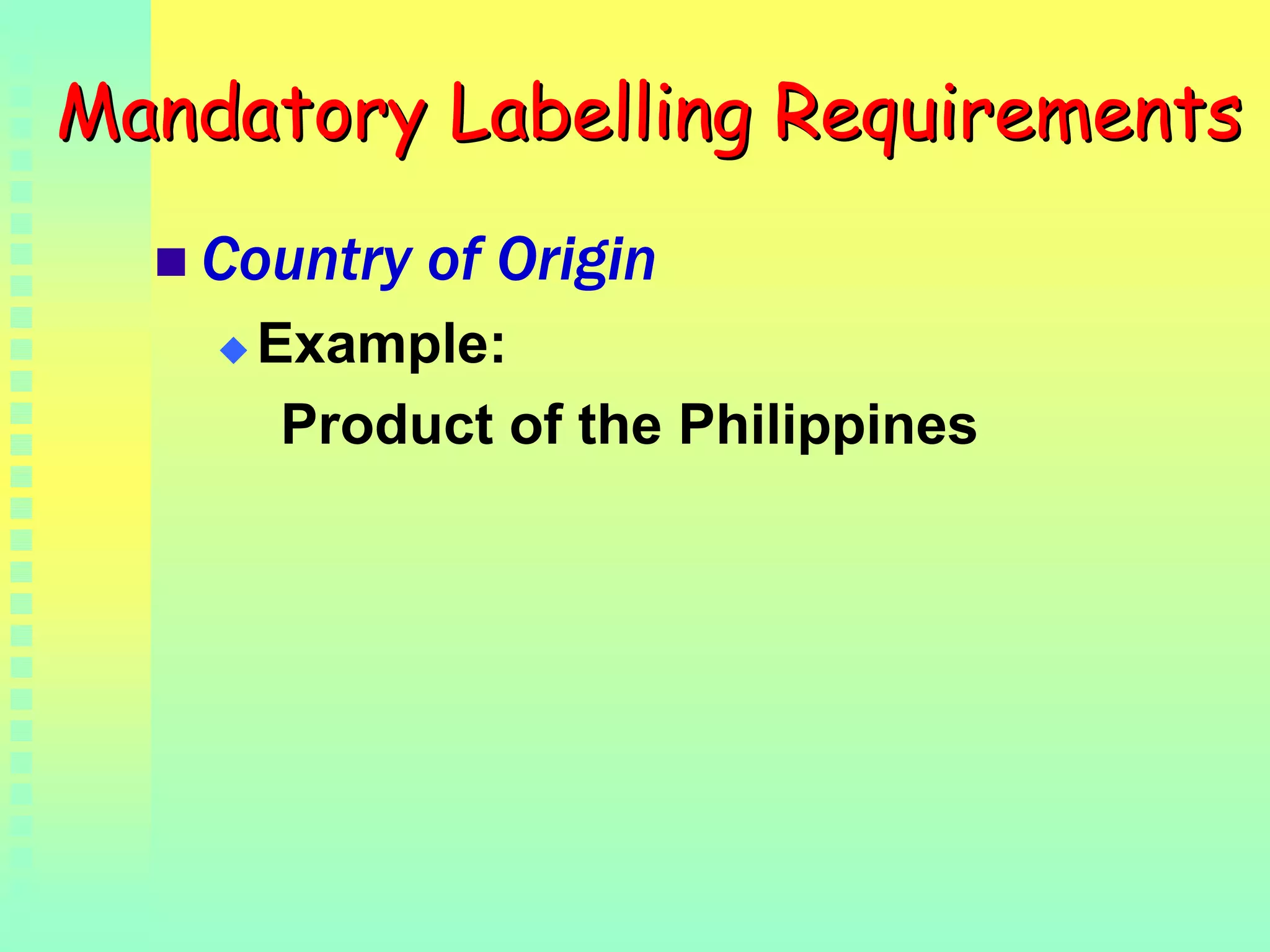 Philippines labeling requirements | PDF