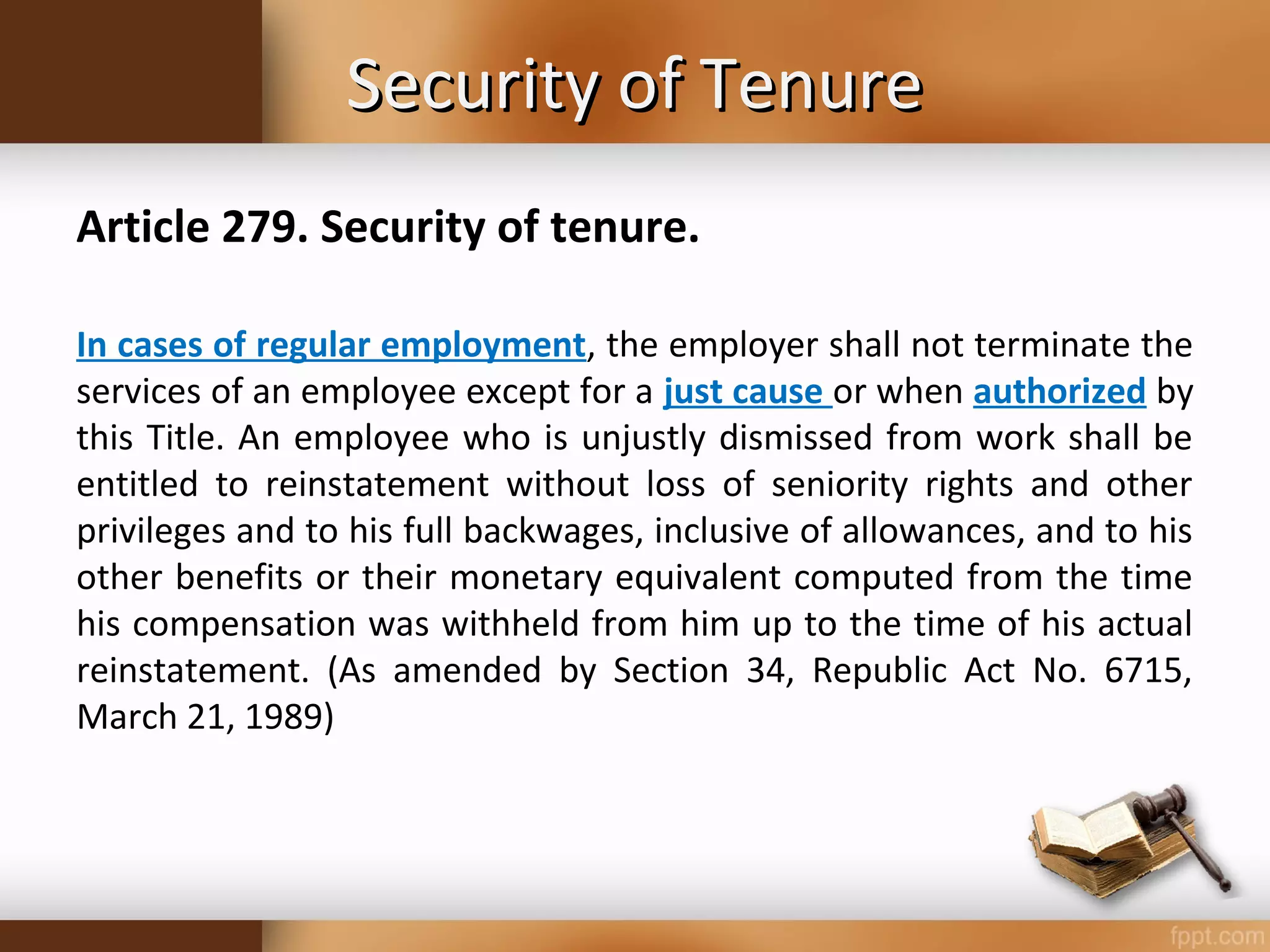 Security of Tenure and Kinds of Employment | PPT