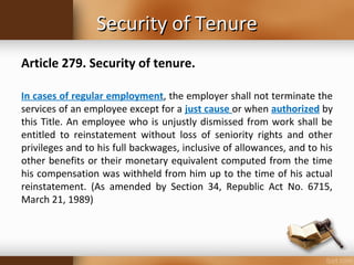 Security of Tenure and Kinds of Employment | PPT