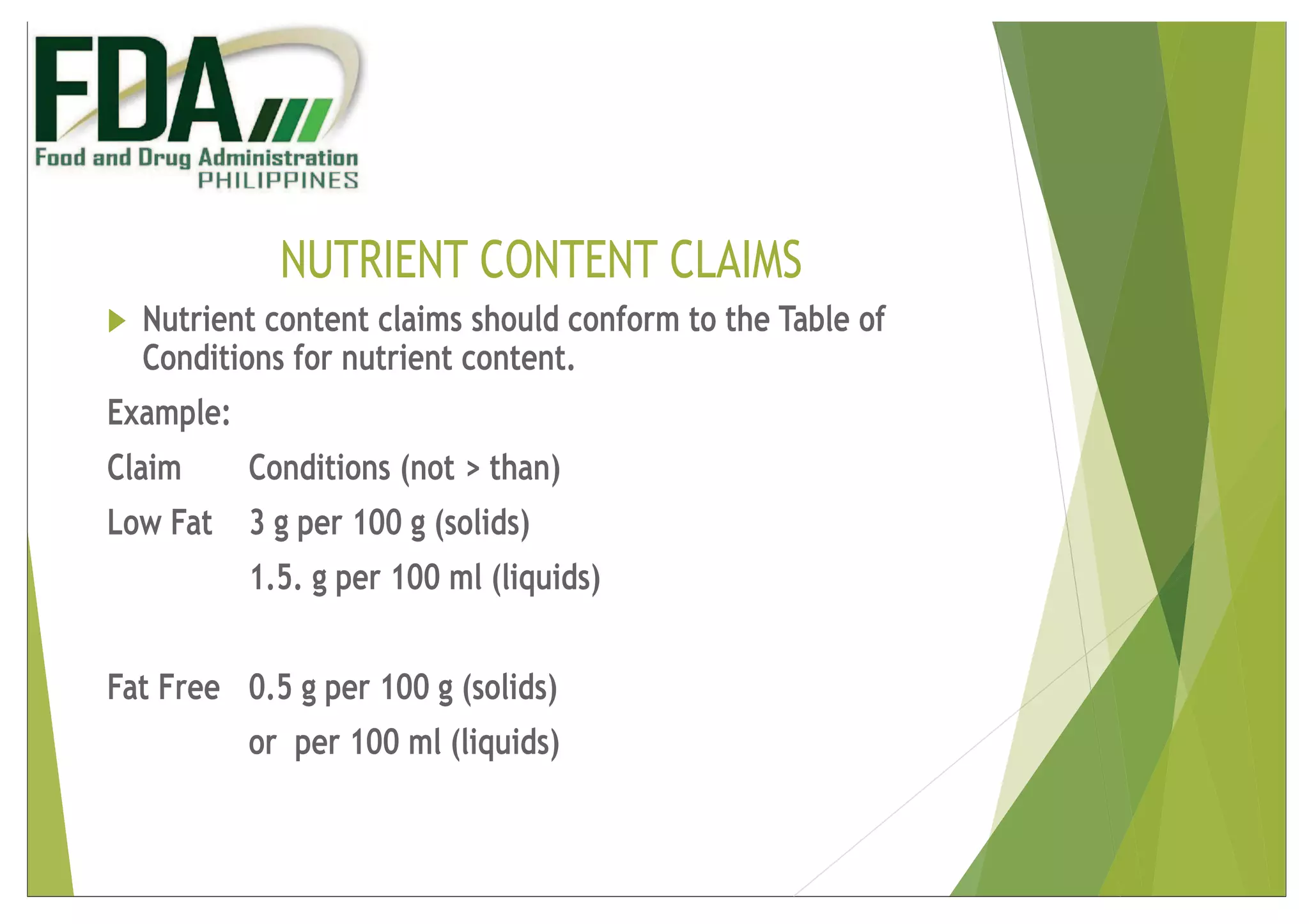 Philippines Nutrition and Labelling Claims 2015 | PDF
