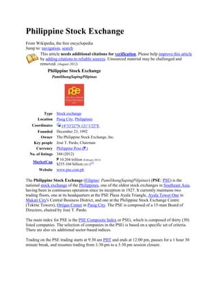 Philippine stock exchange | DOCX