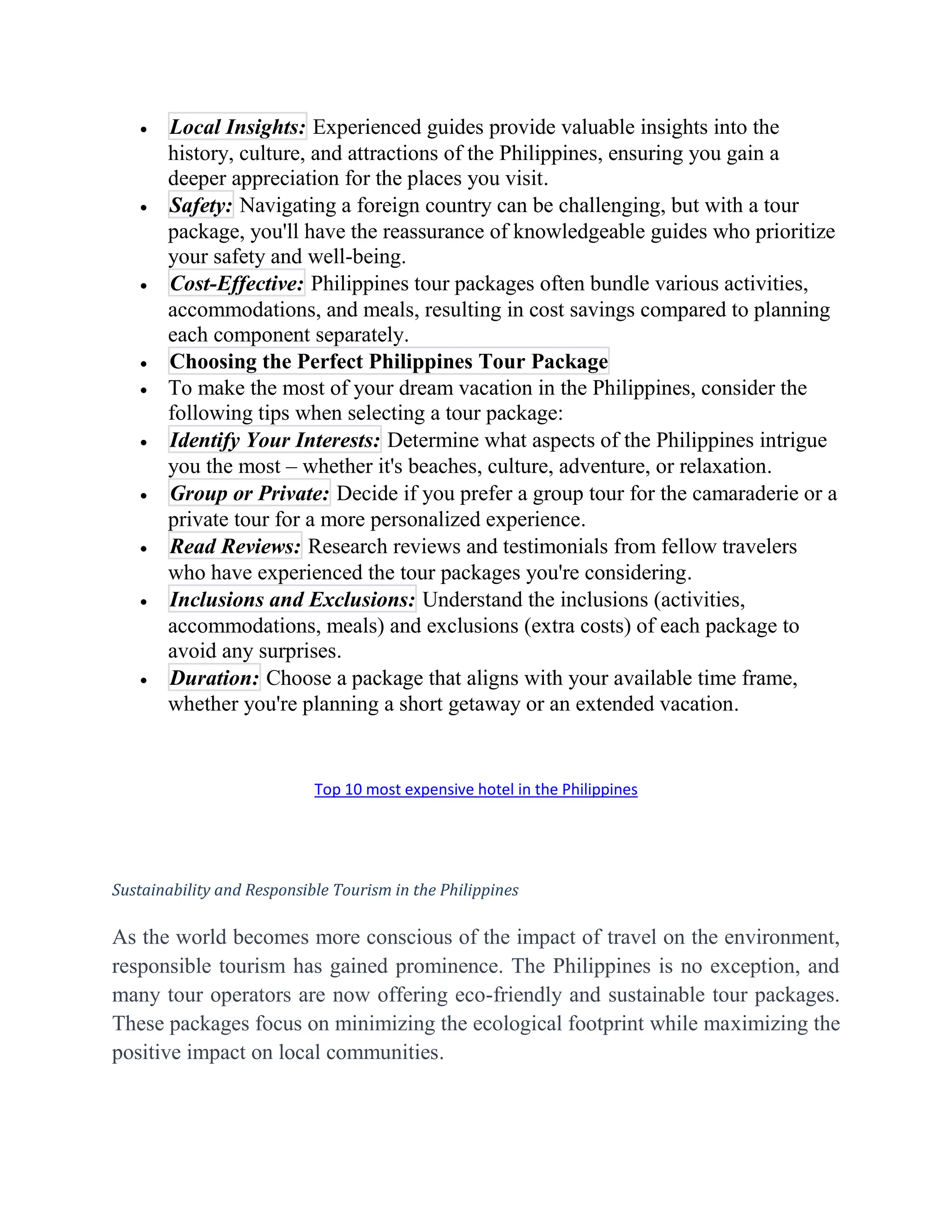 philippines tours packages.pdf | Budget Travel | Travel Type