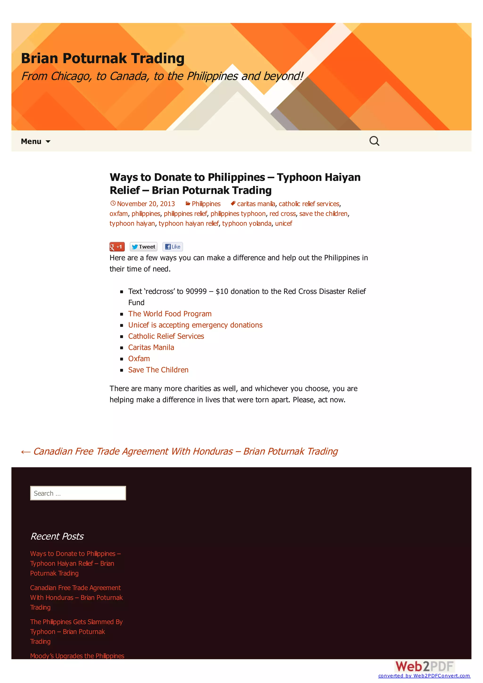 Philippines Typhoon Relief - Brian Poturnak Trading | PDF | Non-Profit ...