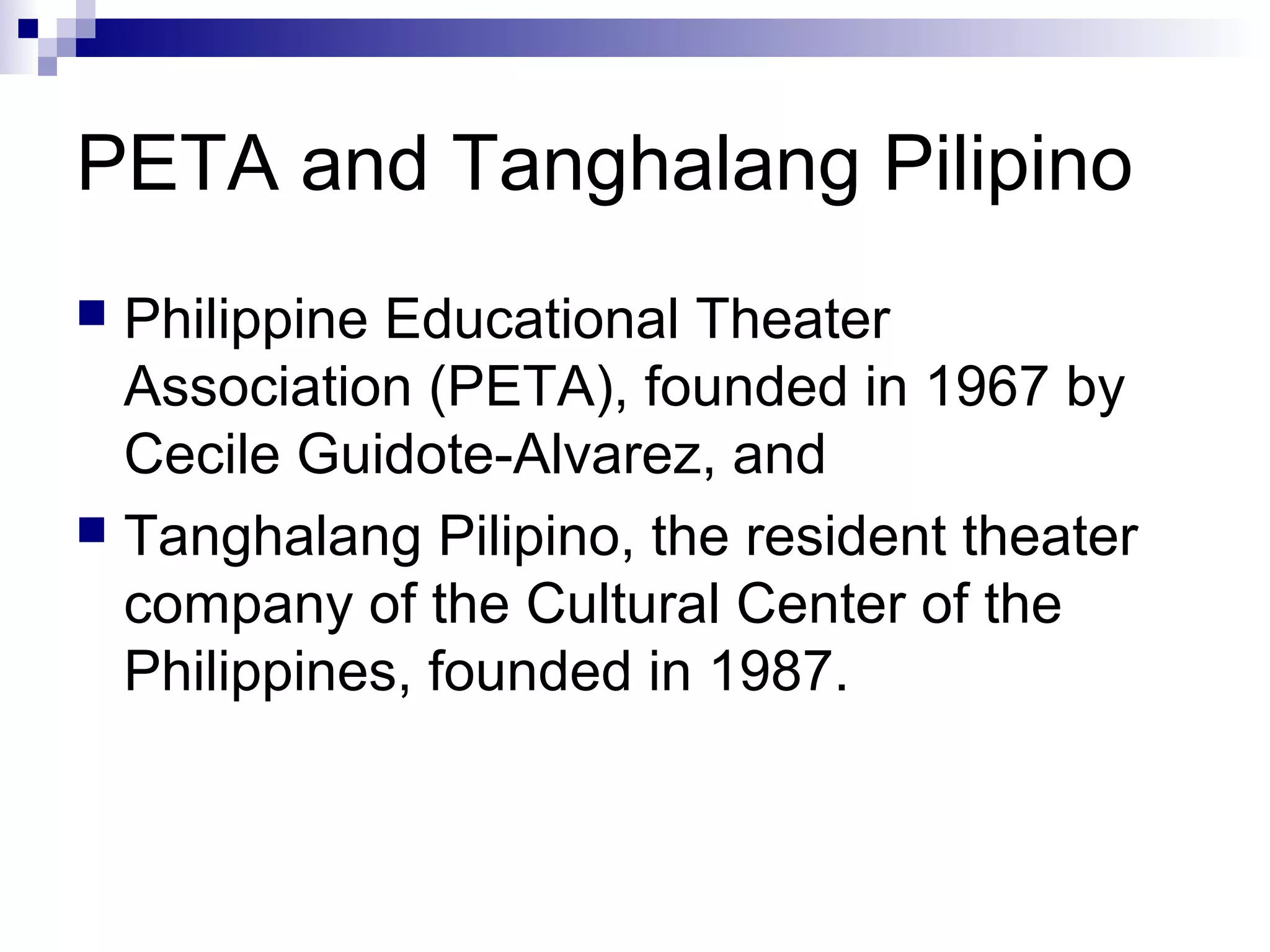 Philippine theater and performing groups arts | PPT