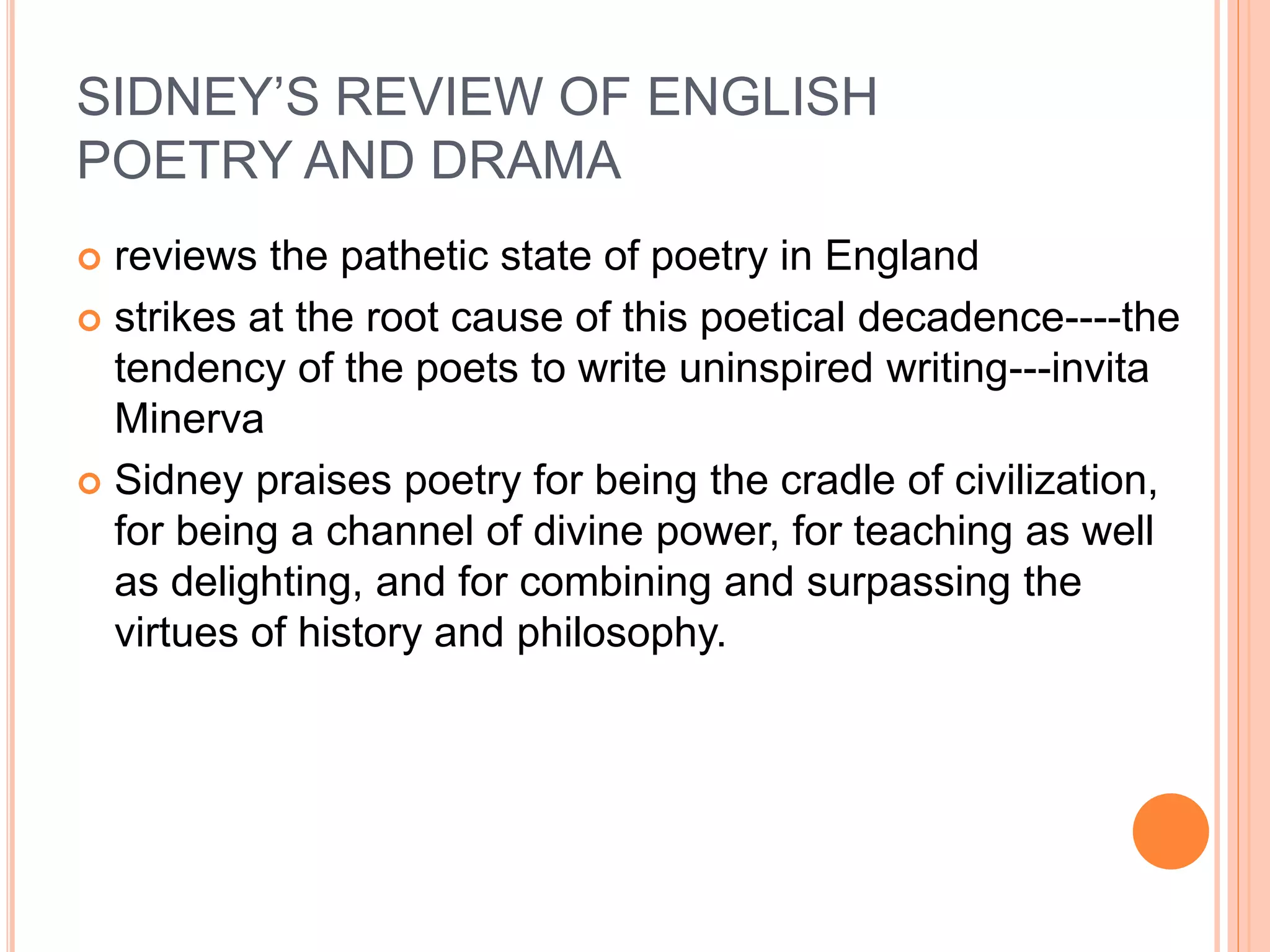Philip sidney an apology for poetry | PPTX
