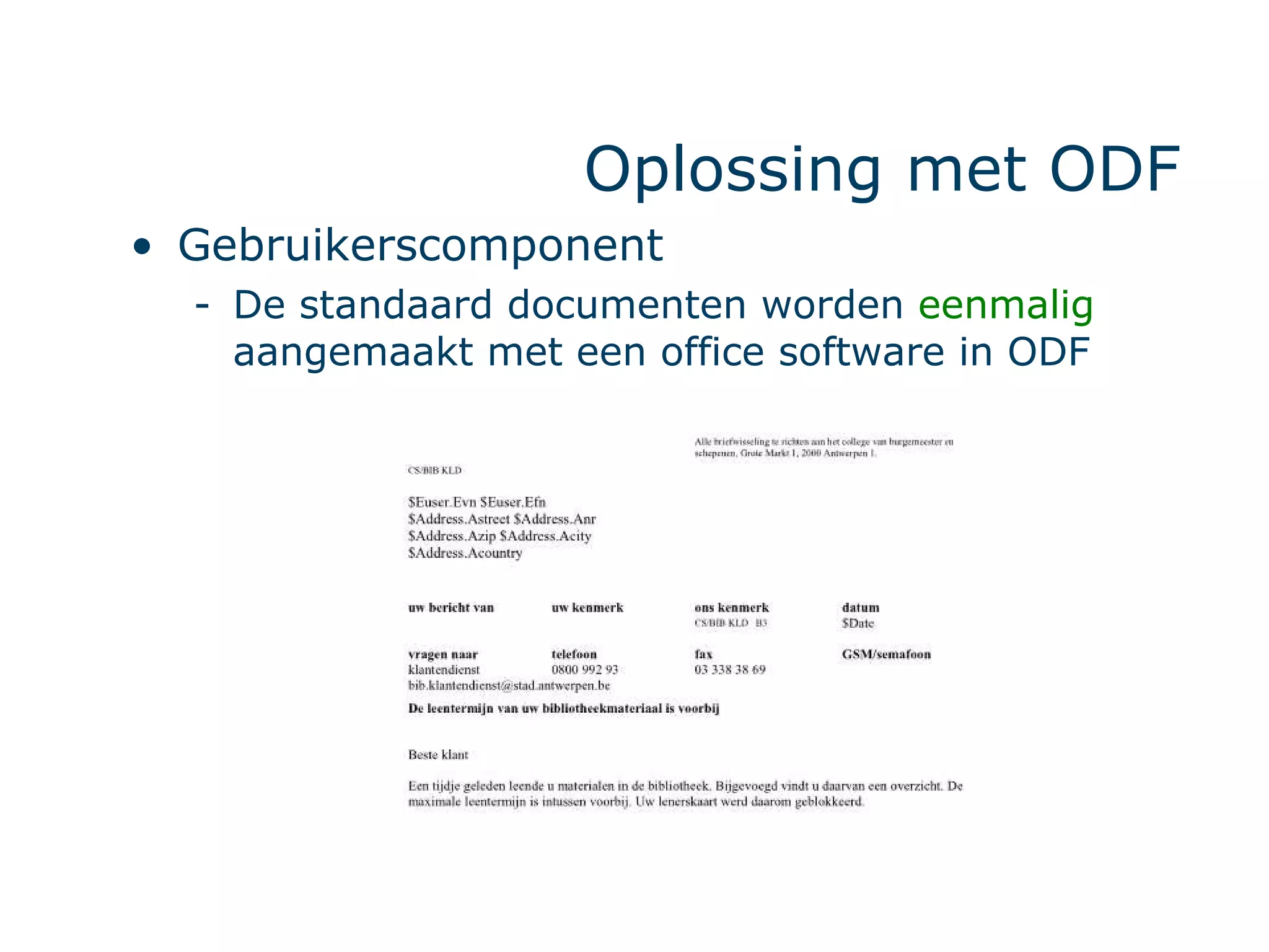 OpenDocument Format in bibliotheeksystemen | PPT