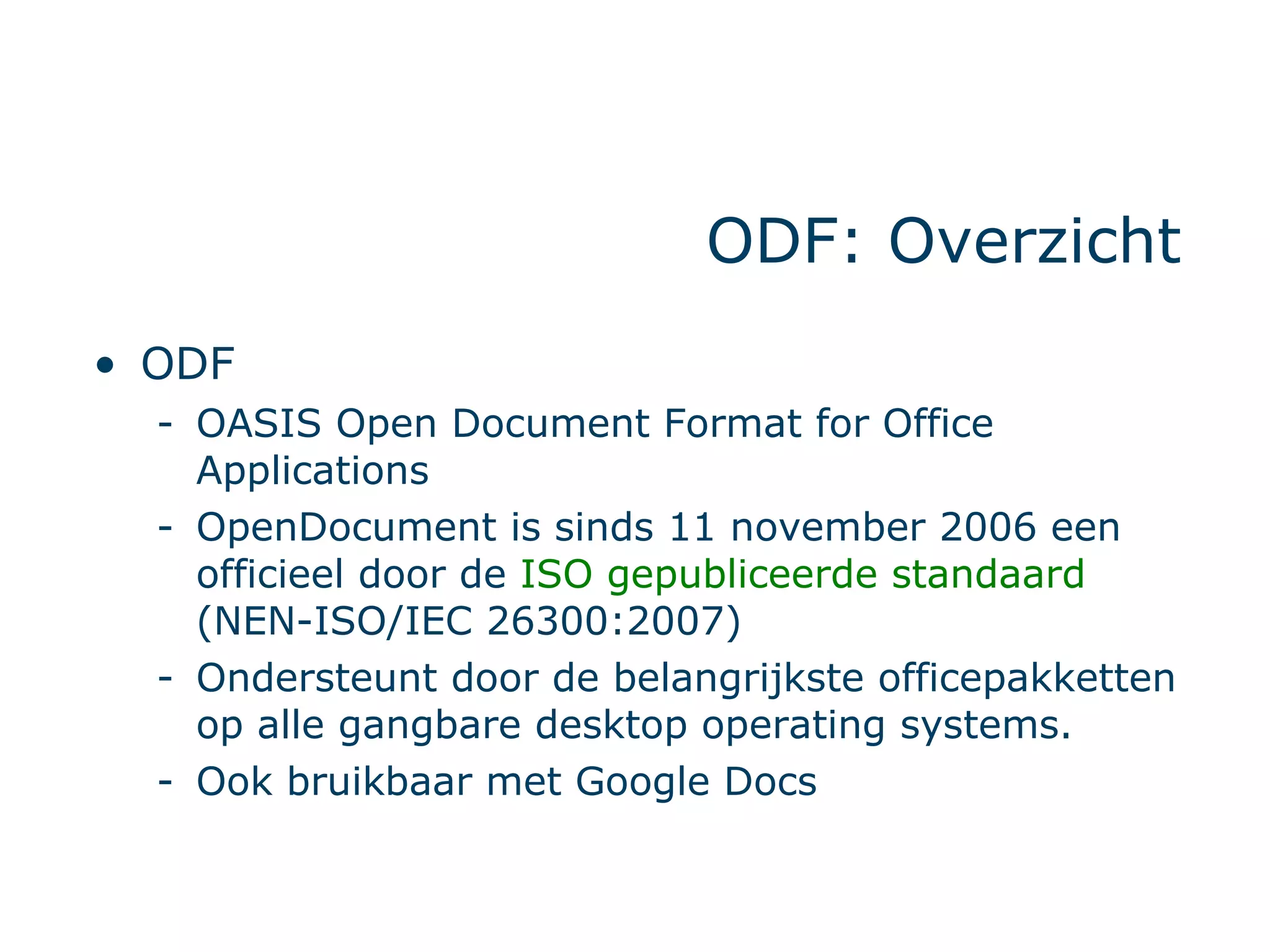 OpenDocument Format in bibliotheeksystemen | PPT