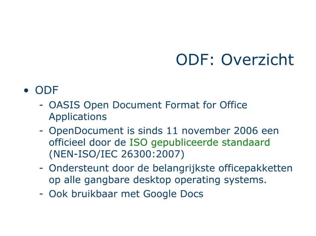 OpenDocument Format in bibliotheeksystemen | PPT