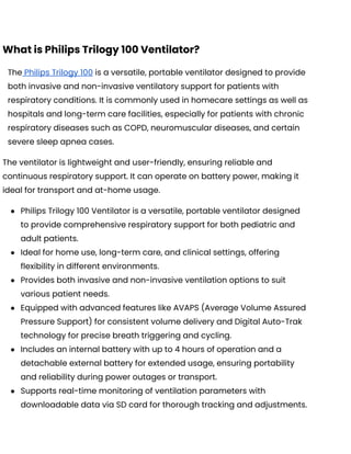 Philips Trilogy 100 Ventilator Healthy Jeena Sikho | PDF