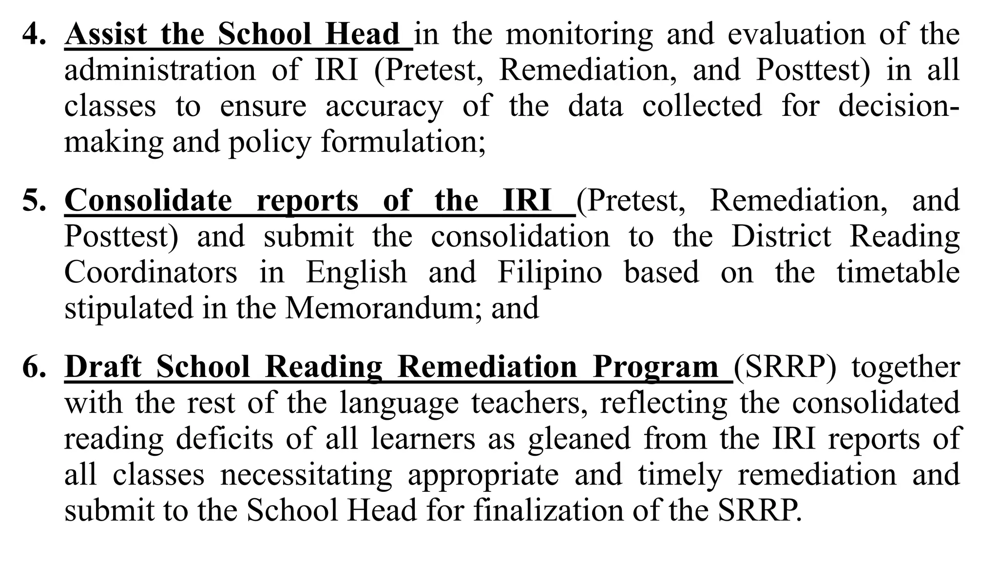PHIL IRI ROLES AND RESPONSIBILITIES OF SHs CHs DO.pptx