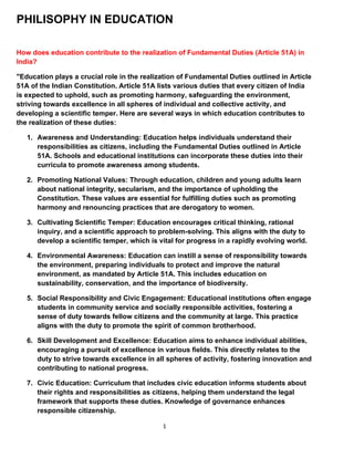 How does education contribute to the realization of Fundamental Duties | DOCX