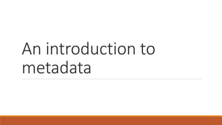 Creating metadata for data visualization | PPT