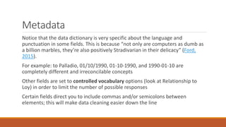 Creating metadata for data visualization | PPT