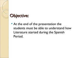 Philippine Literature 'spanish period' | PPT