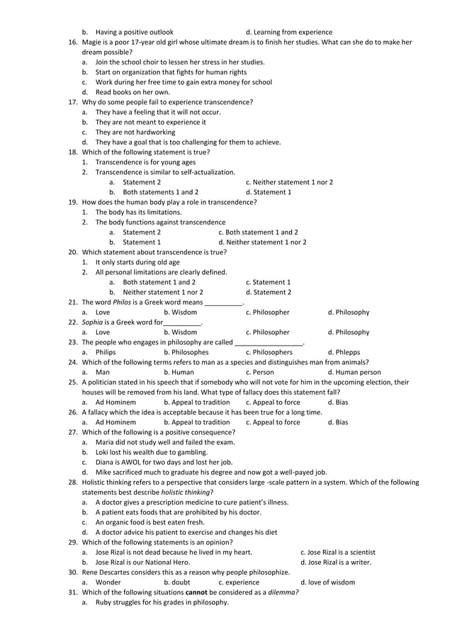 philo 1Q exam.docx | Education