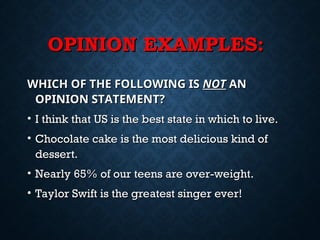 Distinguishing truth and opinion in philosophy | PPT