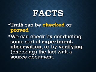 Distinguishing truth and opinion in philosophy | PPT