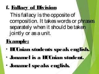 Composition Fallacy Examples