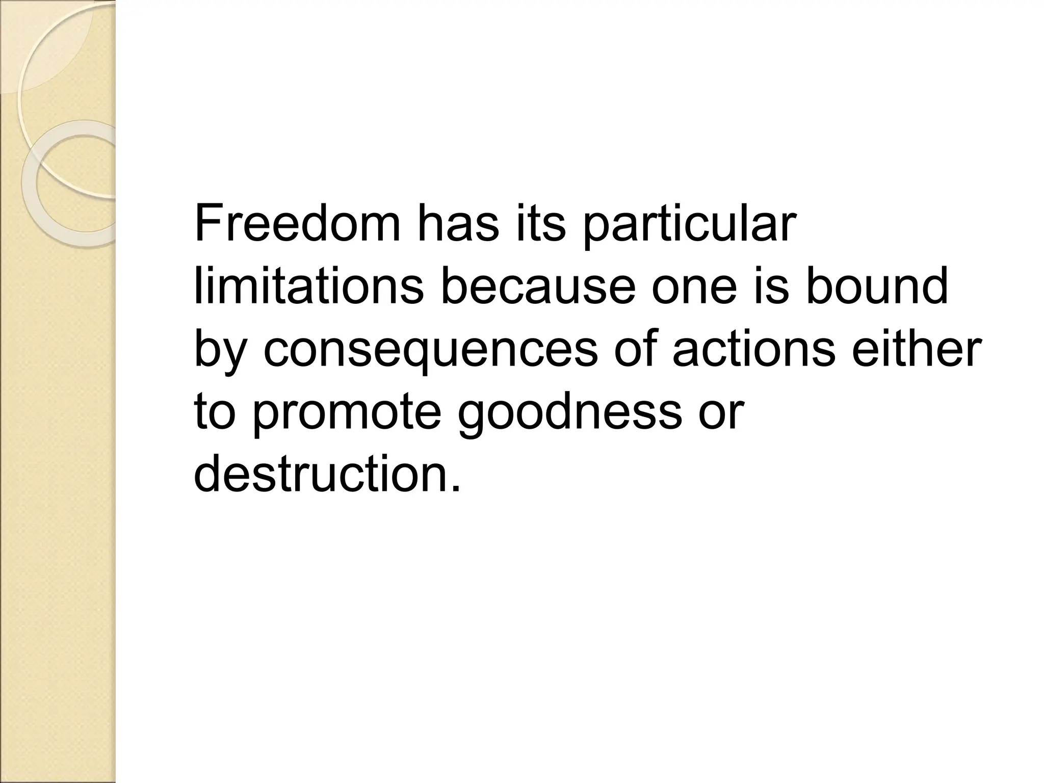 Freedom Slide for Philosophy, and different types of Freedom | PPT