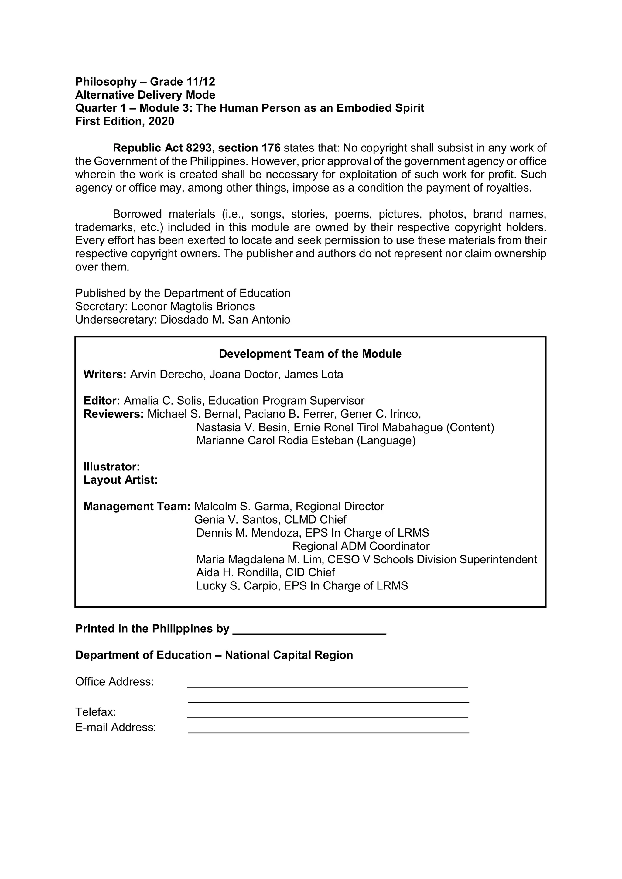 PHILO_Q1_Mod3_The Human Person as an Embodied Spirit.pdf