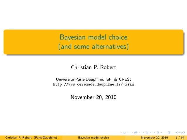 Bayesian model choice (and some alternatives) | PPT