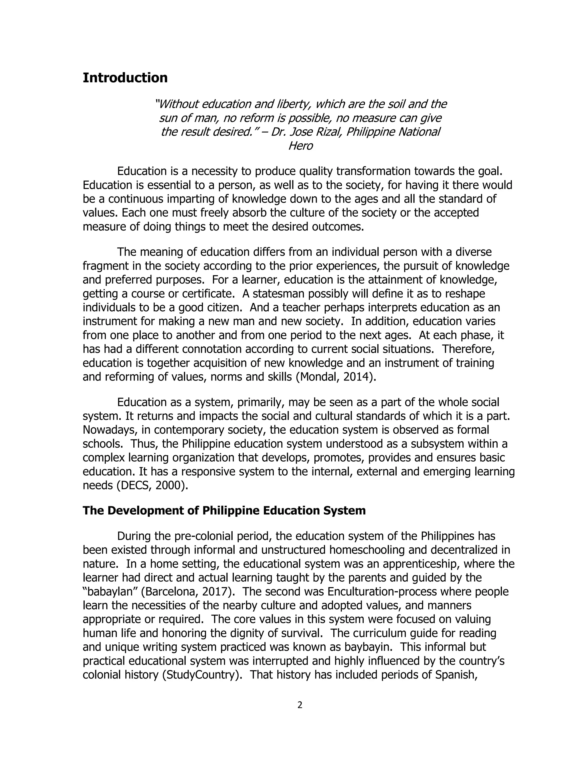 Philosophical and Sociological Foundations of Philippine Education ...