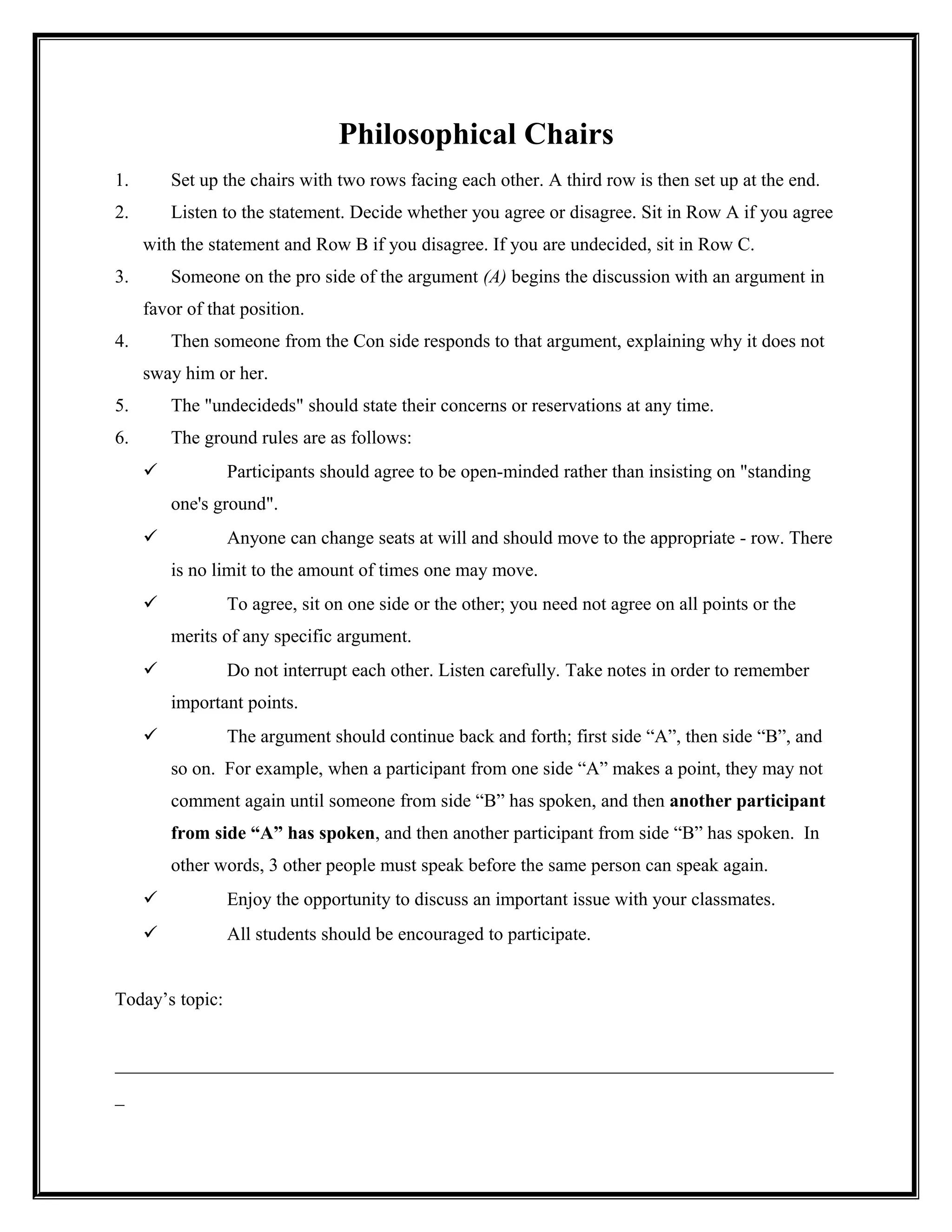 Philosophical Chairs | DOC