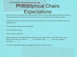 Philosophical chairs lsm for slideshare | PPT